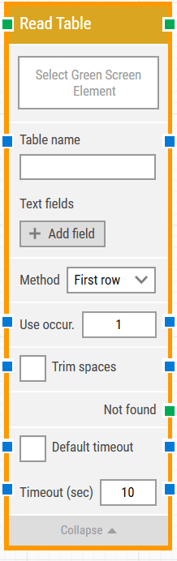 Read Table | Green Screen Building Blocks | Leapwork Documentation